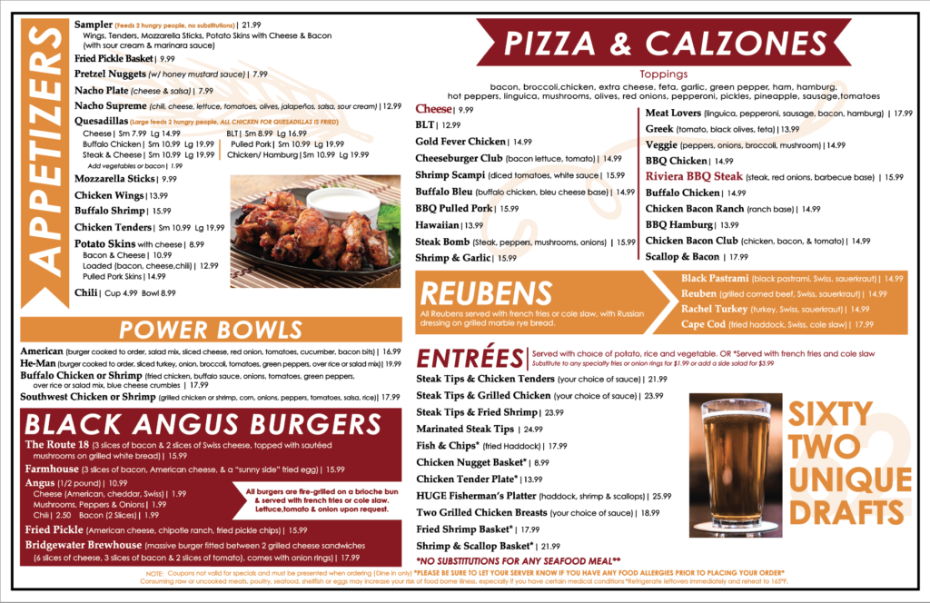 Menu - The Riv Cafe Brewhouse