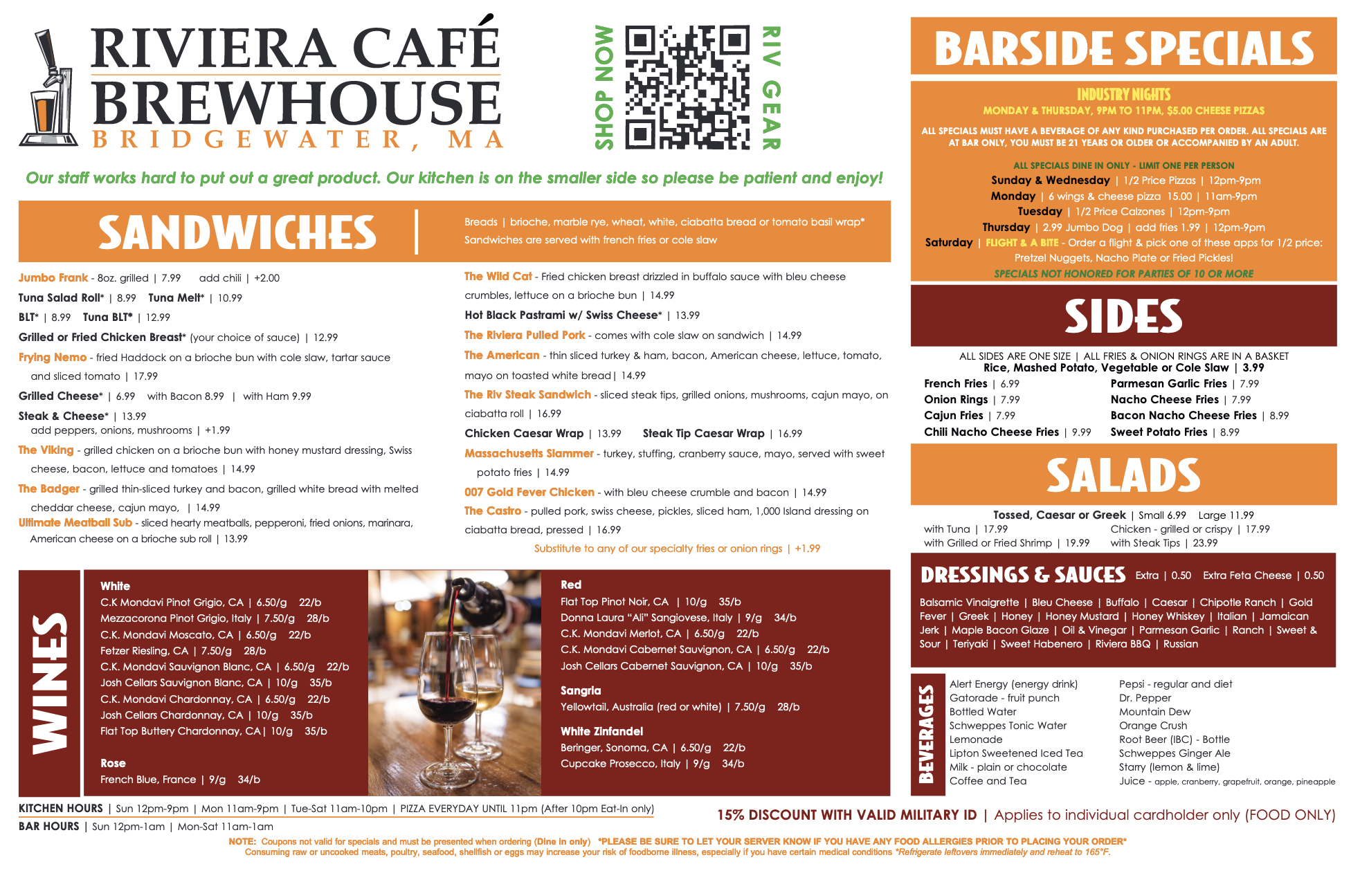 Menu - The Riv Cafe Brewhouse